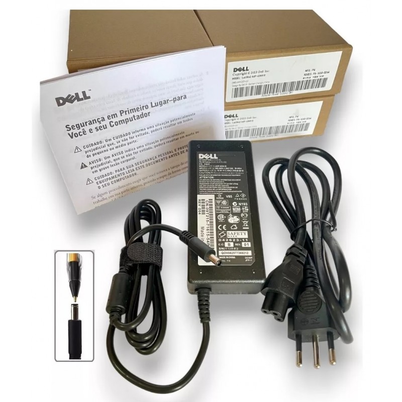 FONTE ORIGINAL DELL 19.5V 3,34A 45W/65W | 4.5MM X 3.0MM (PONTA FINA ...