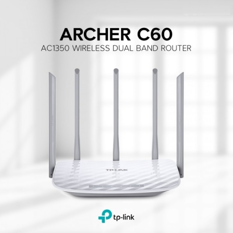 ROTEADOR WIRELESS TP-LINK DUAL BAND AC 1350 ARCHER C60 5 ANTENAS 5DBI FIXAS